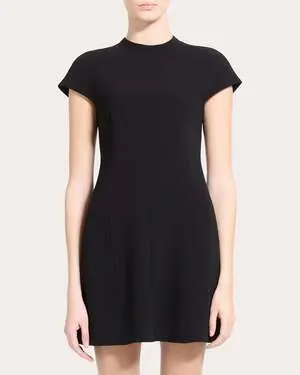 Theory Seamed Crepe A-line Mini Dress