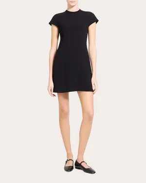 Theory Seamed Crepe A-line Mini Dress
