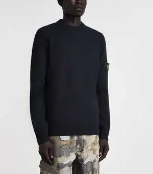 Stone Island Virgin Wool-blend Compass Sweater - Black
