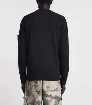 Stone Island Virgin Wool-blend Compass Sweater - Black