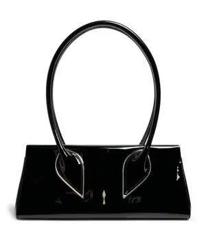 CHRISTIAN LOUBOUTIN Venus Baguette Soft Patent Shoulder Bag - Black