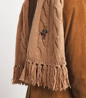Polo Ralph Lauren Wool-blend Cable-knit Bear Scarf