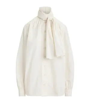 Ralph Lauren Poplin Tie-neck Dara Blouse