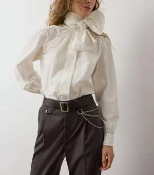 Ralph Lauren Poplin Tie-neck Dara Blouse