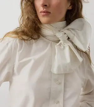 Ralph Lauren Poplin Tie-neck Dara Blouse
