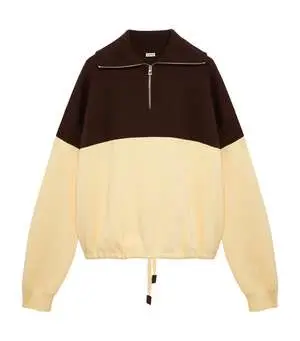 Loewe Two-tone Quarter-zip Sweater - Brown