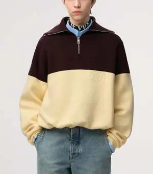 Loewe Two-tone Quarter-zip Sweater - Brown