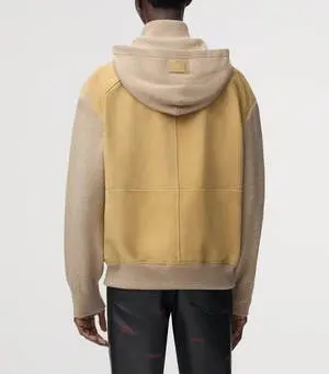 Loewe Suede-wool Hybrid Hooded Jacket - Beige