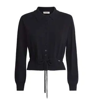 Sandro Wool-blend Pointelle-knit Cardigan