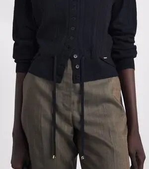 Sandro Wool-blend Pointelle-knit Cardigan