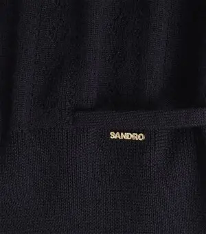 Sandro Wool-blend Pointelle-knit Cardigan