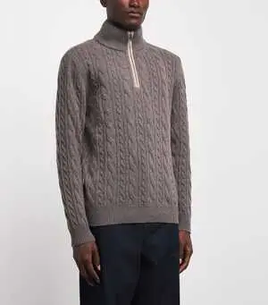 N.peal Cashmere Cable-knit Quarter-zip Sweater