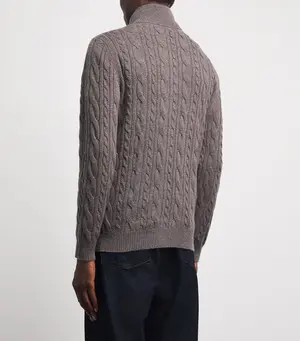 N.peal Cashmere Cable-knit Quarter-zip Sweater
