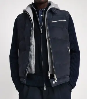 Eleventy Down-filled Suede Gilet