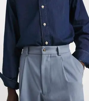 Eleventy Cotton Pleated Trousers - Blue