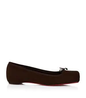 CHRISTIAN LOUBOUTIN Cassia Nodo Suede Ballet Flats - Brown