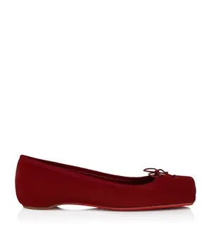 CHRISTIAN LOUBOUTIN Cassia Nodo Suede Ballet Flats - Red