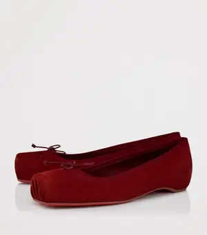 CHRISTIAN LOUBOUTIN Cassia Nodo Suede Ballet Flats - Red