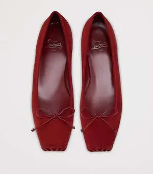 CHRISTIAN LOUBOUTIN Cassia Nodo Suede Ballet Flats - Red