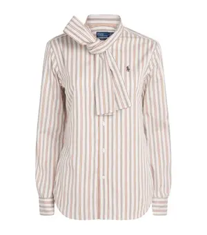 Polo Ralph Lauren Cotton Tie-neck Slim-fit Shirt - Neutral