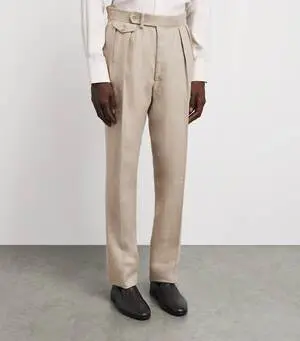 Ralph Lauren Purple Label Linen-silk-cotton Gregory Trousers