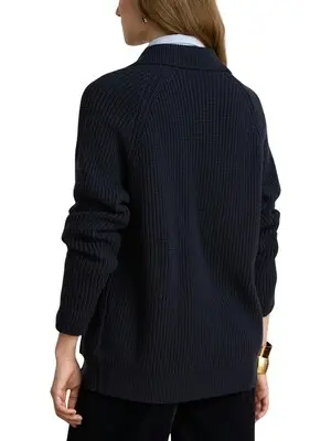 Ralph Lauren Wool-blend Rib-knit Collared Cardigan