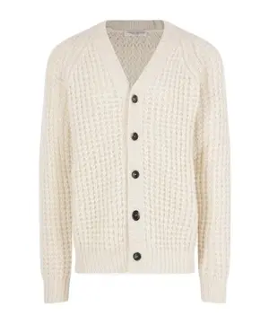 ROBERTO COLLINA Waffle-knit V-neck Cardigan