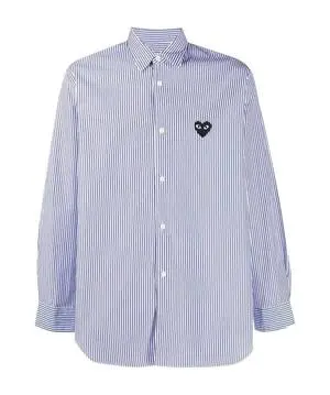 Play Comme Des Garcon Comme Des Garçons Play Striped Long-sleeved Shirt - Blue