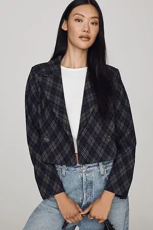 Avec Les Filles Cropped Knit Blazer Jacket