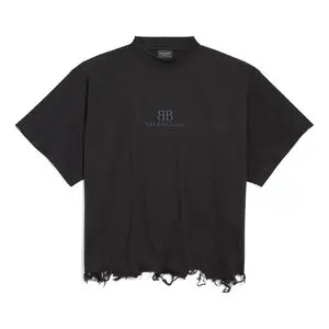 Balenciaga Bb Classic Cropped T-shirt Oversized - Black