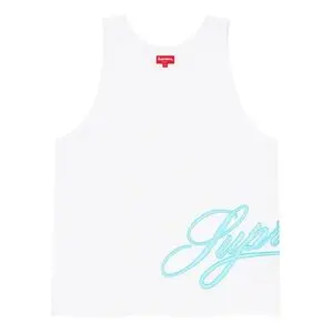 Supreme Mesh Script Tank Top - White/blue