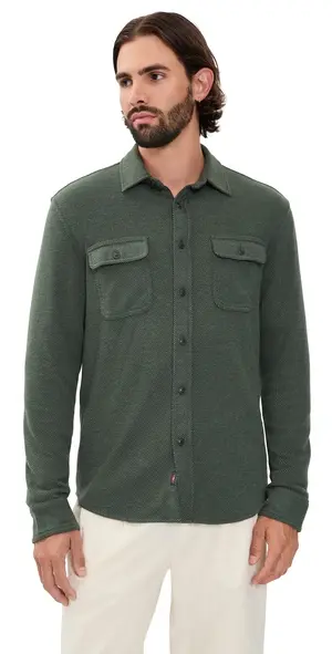 Faherty Brand Legend Sweater Shirt - Fall Evergreen Twill