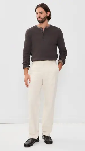 Vince Cotton Rib Henley Shirt