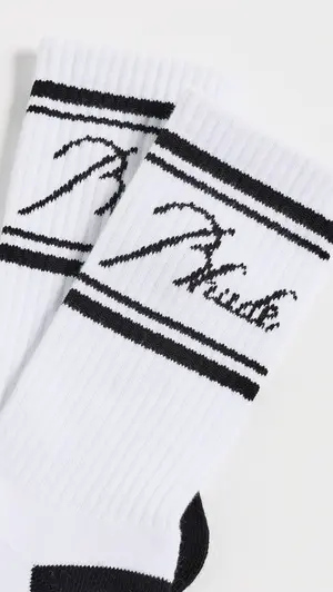 Rhude Contrast Script Logo Socks