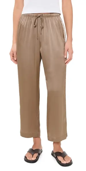 Donni. The Silk Stripe Crop Pants - Shitake/creme
