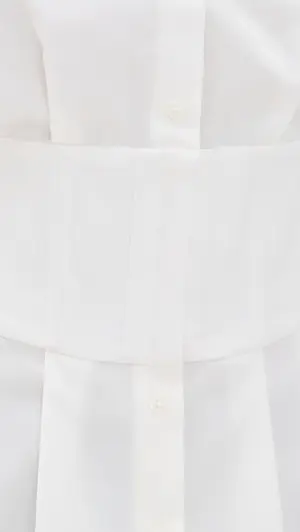 Alice + Olivia Edie Gathered Corset Button Down Top