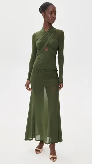 Bardot Veria Wrap Mesh Maxi Dress