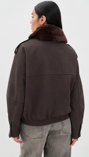 Good American The Better Than Leather Faux Leather Bomber Jacket