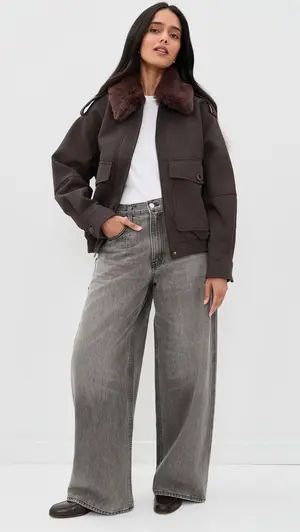 Good American The Better Than Leather Faux Leather Bomber Jacket