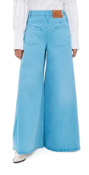 A.W.A.K.E. Mode A. W.a. K.e. Mode Super Wide Leg Mirror Jeans - Bright Blue