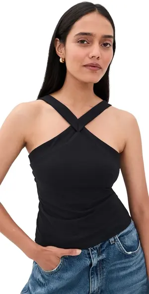 Susana Monaco V Center Strap Top - Black