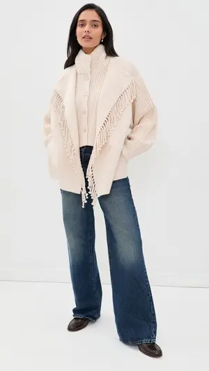 FRAME The Cropped Jacquard Fringe Coat