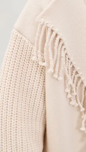 FRAME The Cropped Jacquard Fringe Coat