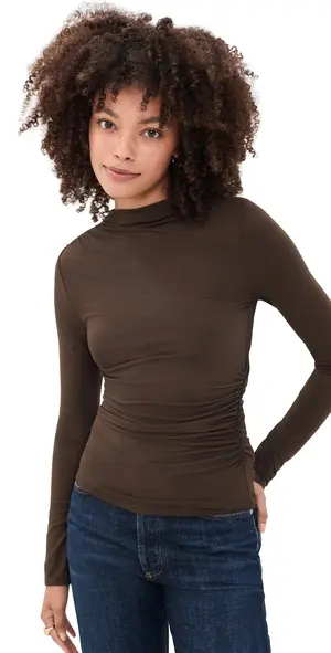 Rails Joelle Ruched Tee - Espresso