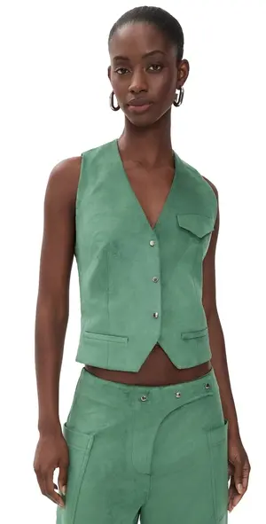 Alexis Aquila Faux Suede Vest - Evergreen