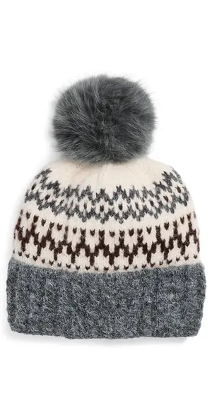 Hat Attack Fair Isle Knit Beanie - Grey/brown Combo