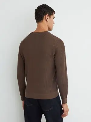 REISS Declan Ribbed Long-sleeve Henley Top