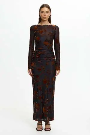 Significant Other Edina Long Sleeve Velvet Dress - Amber