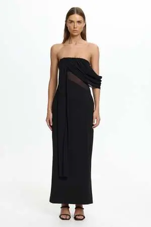 Significant Other Edda Asymmetric Sleeve Dress - Black