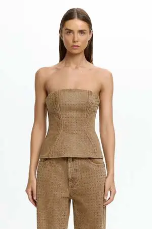 Significant Other Mirha Strapless Top - Bronze Metallic